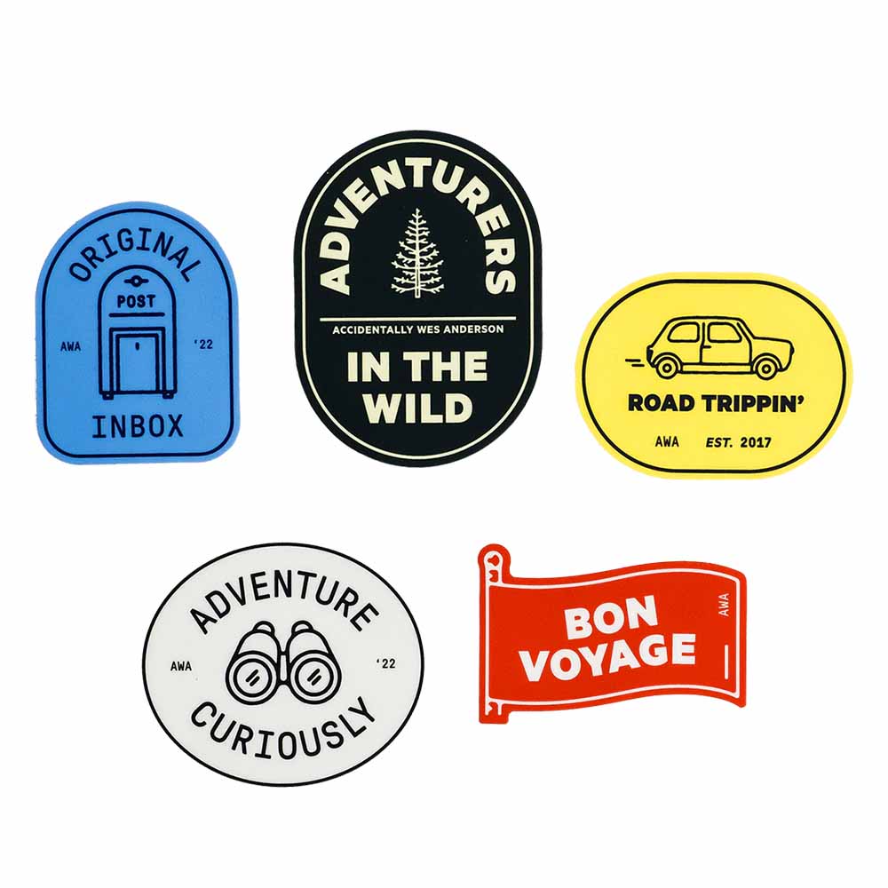 Accidentally Wes Anderson adventure sticker pack #1 - i heart badges