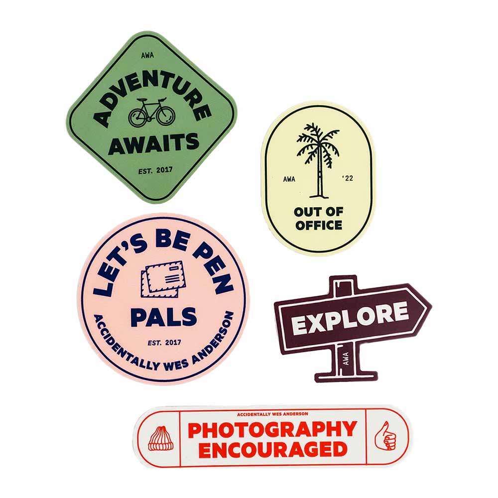 Accidentally Wes Anderson adventure sticker pack #2 - i heart badges