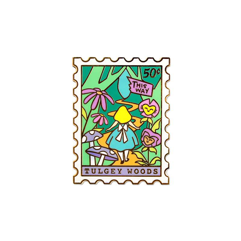 Tulgey Woods, Alice in Wonderland - stamp pin badge - I Heart Badges