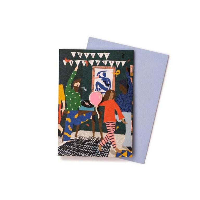 Birthday party - balloon pin greeting card - i heart badges