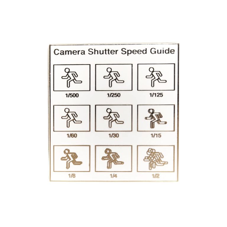 Camera Shutter Speed Guide pin - in white badge - i heart badges