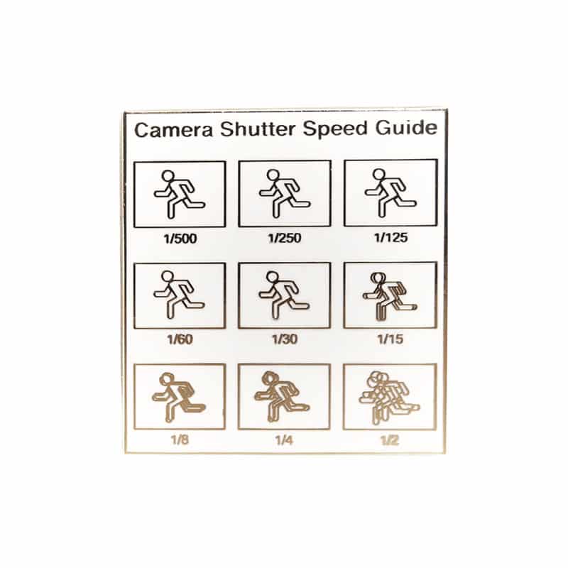 Camera Shutter Speed Guide pin - in white badge - i heart badges