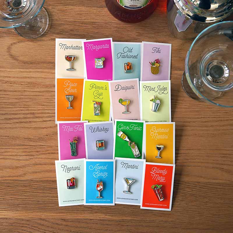 The Pitcher - 3 cocktail pin badges - i heart badges