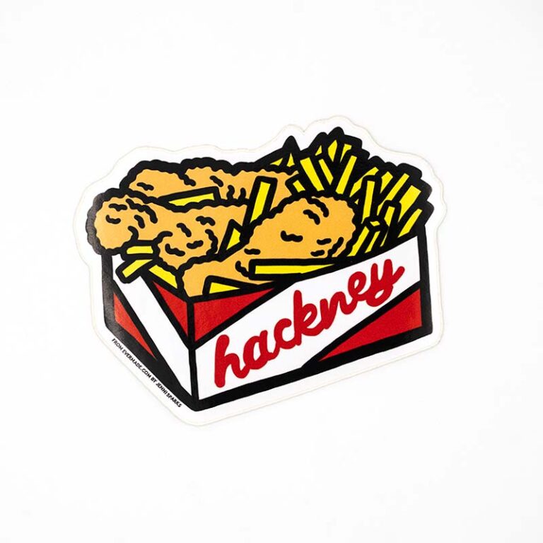 Hackney - fried chicken sticker - I Heart Badges