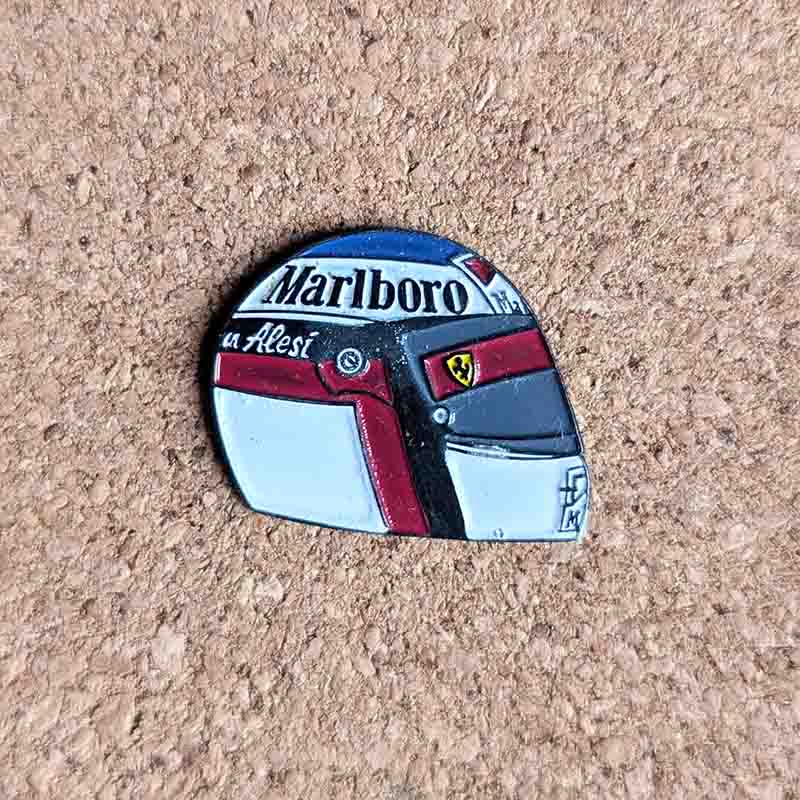 Jean Alesi - Marlboro - F1 racing helmet vintage pin badge - i heart badges