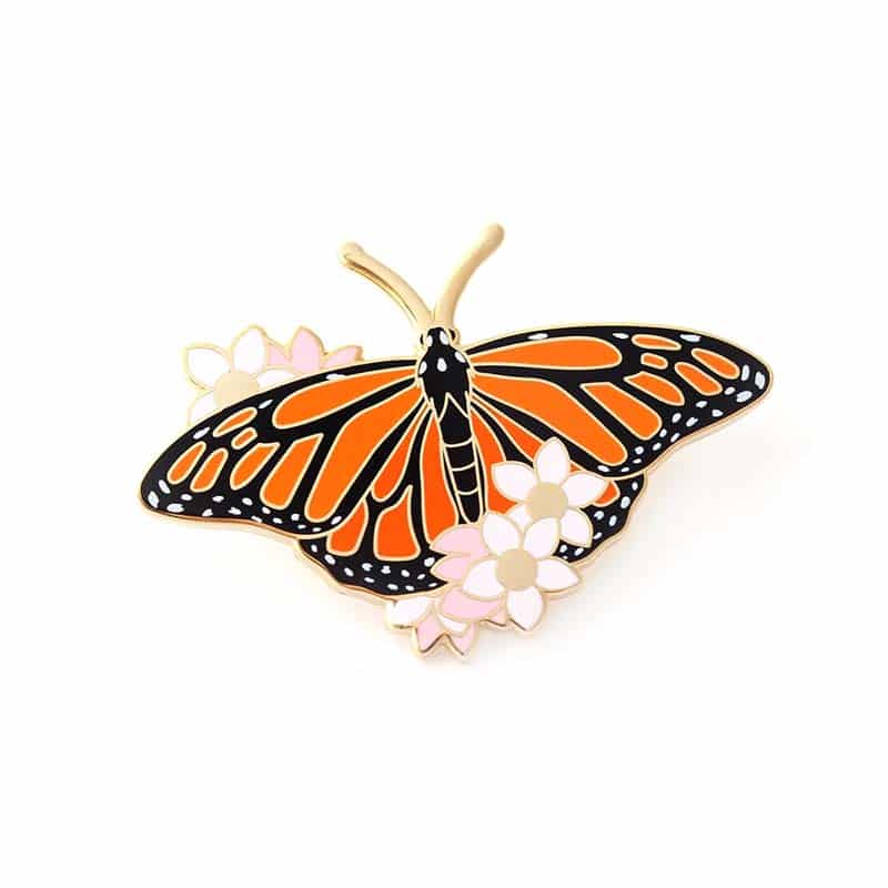 Monarch butterfly pin badge - i heart badges