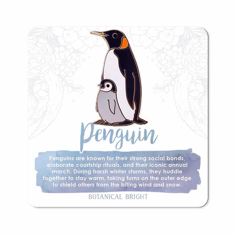 Penguin and chick pin badge - i heart badges