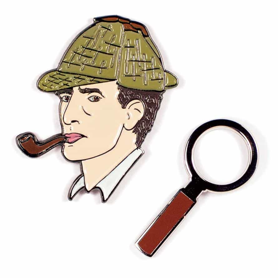 Sherlock Holmes pin badge - i heart badges