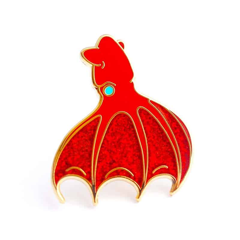 Vampire squid pin badge - i heart badges